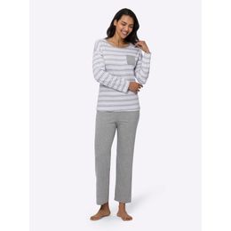 Damen Schlafanzug, Gr. 40, grau, 95% Baumwolle, 5% Polyester, Meliert:88% Baumwolle, 12% Polyester, Homewear-Sets