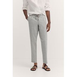 Bugatti Herren Bundfaltenhose, grau, Gr. 38, unifarben, 56% Baumwolle, 42% Leinen, 2% Elasthan, Hosen, mit Baumwoll-Leinen-Mix
