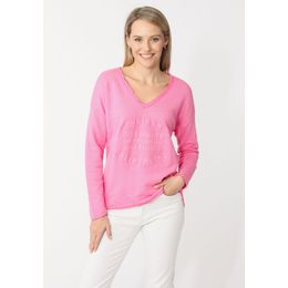 Zwillingsherz Damen Sweatshirt, pink, Gr. SM, unifarben, Sweatware, Obermaterial: 70% Baumwolle, 30% Polyacryl, Sweatshirts, ausgefranster