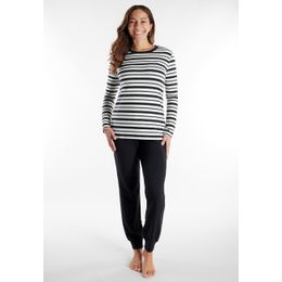 Tom Tailor Damen Pyjama "Xanthi", Gr. 38, grau, Obermaterial: 95% Baumwolle, 5% Elasthan, Homewear-Sets, mit Rundhalsausschnitt und langen &Auml;rmeln