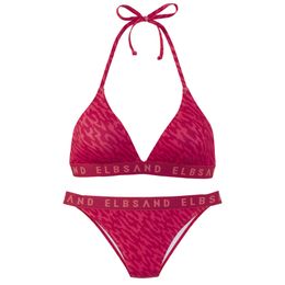 ELBSAND Damen Triangel-Bikini, rot, Gr. 38, Animalprint, Recycling-Polyamid, Bikini-Sets, mit Markenschriftzug