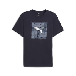 Puma Herren T-Shirt "Graphic Box T-Shirt Herren"new navy blau, Gr. XS, bedruckt, Obermaterial: 100% Baumwolle; Rippe: 20% Polyester, 80% Baumwolle,