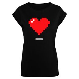 F4NT4STIC Damen T-Shirt "Pixel Herz Good Vibes Happy People", schwarz, Gr. XXXL, Obermaterial: 100% Baumwolle, Shirts, Print