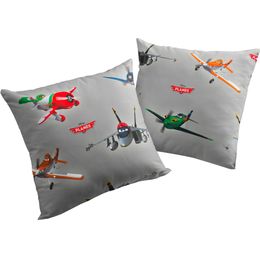 Dekokissen WIRTH, B:40cm L:40cm, grau, Polyester, Dekokissen_Sitzkissen_Kissenh&uuml;llen, "Planes Lima", Disney, Kissenh&uuml;lle ohne F&uuml;llung, 2 St&uuml;ck
