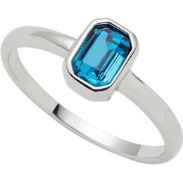 CIAO! BY LEONARDO Damen Fingerring "Sophia CIAO", 19, Edelstahl, 2mm, blau, CIAO BY LEONARDO, Edelstahl, Fingerringe, mit Kristallglas