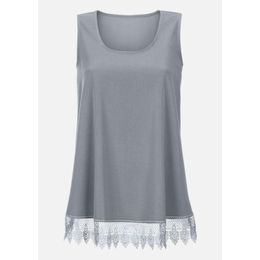 Madeleine Mode MADELEINE Damen Blusentop "Blusentop Top mit Spitze", grau, Gr. 38, Obermaterial: 100% Polyester PES., Blusen