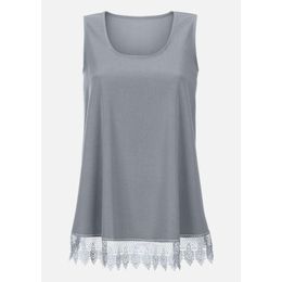 Madeleine Mode MADELEINE Damen Blusentop "Blusentop Top mit Spitze", grau, Gr. 36, Obermaterial: 100% Polyester PES., Blusen