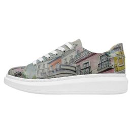 DOGO Damen Plateausneaker "Myra Low-Top Sneaker Lisboa Damen Sneaker", Gr. 36, blau, Lederimitat, Schuhe, Handgefertigt
