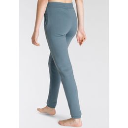 Vivance Damen Jogginghose, Gr. 32, blau, angeraute Sweatware, Obermaterial: 50% Polyester, 30% Viskose, 20% Baumwolle, unifarben, Basic, Hosen, innen