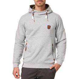 INDICODE Herren Kapuzensweatshirt "INAix", grau, Gr. L, meliert, unifarben, Sweatware, Obermaterial: 60% Baumwolle, 40% Polyester, Sweatshirts