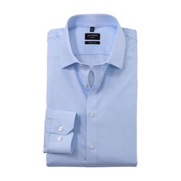 OLYMP Herren Businesshemd "No 6 six", blau, Gr. 38, Web, Obermaterial: 97% Baumwolle, 3% Elastolefin, Hemden, Mit Minimal-Design