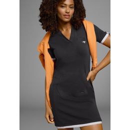 Kangaroos Damen Sweatkleid, schwarz, Gr. 38, Obermaterial: 100% Baumwolle. Kapuzenfutter: 100% Baumwolle, Kleider, in Longform, aus