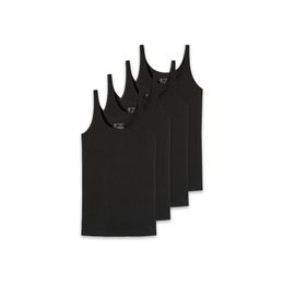 Schiesser Damen Unterhemd "T-Shirt 4er Pack", Gr. XL, schwarz, Obermaterial: 95% Baumwolle CO. 5% Elasthan EL., Unterhemden