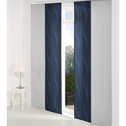 Schiebegardine WIRTH, B:60cm H:225cm, blau, Jacquard, Baumwolle, Polyester, Wohnzimmer, Gardinen, "LUPARA", Inkl. Montagezubeh&ouml;r