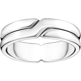 Thomas Sabo Damen Fingerring "Gekreuztes Silberring-Duo", 60, Silber 925 (recycelt), 6mm, silber, Silber 925 (recycelt), Fingerringe
