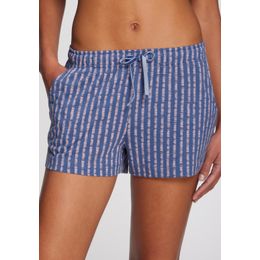 Damen Pyjamashorts, VIVANCE DREAMS BY LASCANA, Gr. 32, blau, Single Jersey, Obermaterial: 50% Baumwolle, 50% Viskose, gestreift, Hosen, mit sch&ouml;nem