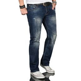 Herren Regular-fit-Jeans "ASJulio", blau, Gr. 32, Alessandro Salvarini, Destroyed-Effekte, leichte Abriebeffekte, Denim/Jeans, Obermaterial: 100%