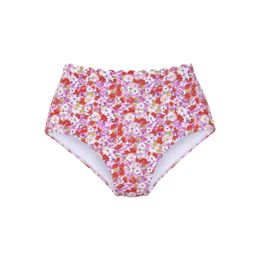 Lascana Damen Highwaist-Bikini-Hose "Jasmin", bunt, Gr. 38, floral, Microfaser, Badehosen, im Bl&uuml;mchen-Druck