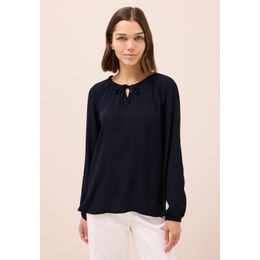 Cecil Damen Langarmbluse, blau, Gr. XXL, unifarben, Stoff, 100% Viskose, Blusen, aus softer Viskose