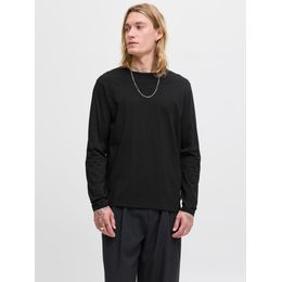 Jack & Jones JACK & JONES Herren Rundhalsshirt "JJEORGANIC BASIC TEE LS O-NECK NOOS", schwarz, Gr. XL, unifarben, Jersey, Obermaterial: 100% Baumwolle, Shirts
