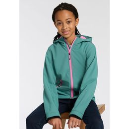 CMP Mädchen Softshelljacke "KID G JACKET FIX HOOD für Kinder43405465", grün, Gr. 176, Softshell, Obermaterial: 96% Polyester, 4% Elasthan.