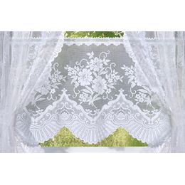 Weckbrodt-Gardinen Scheibengardine WECKBRODT, B:175cm H:80cm, wei&szlig;, Jacquard, Polyester, K&uuml;che, Gardinen, "Siena", Bistro, Jacquard, floral, halbtransparent, Bord&uuml;re,