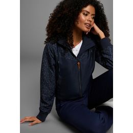 Kangaroos Damen Funktionsjacke, blau, Gr. 46, Abriebeffekte, bedruckt, gebl&uuml;mt, gemustert, kontrastfarbene Details, unifarben mit Farbeinsatz, Web,