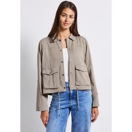 Street One Damen Kurzjacke, beige, Gr. 46, unifarben, Stoff, 65% Viskose, 35% Nylon, Jacken, mit Knopfleiste