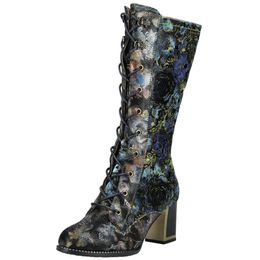 Laura Vita Damen Schn&uuml;rstiefel "Laura Vita Stiefel Leder/Textil", Gr. 39, blau, Leder, Textil, Schuhe