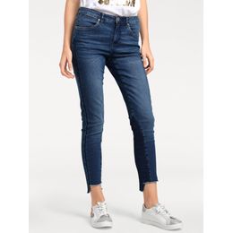 Heine Damen Röhrenjeans, blau, Gr. 18, unifarben, 97% Baumwolle, 3% Elasthan, 76% Baumwolle, 16% Polyester, 1% Elasthan, 7% Viskose, Jeans
