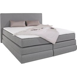 Boxspringbett Collection AB "Ninoni", grau (hellgrau), B:195cm L:210cm, Komplettbetten, inkl. Bettkasten, Topper und wahlweise mit LED-Beleuchtung
