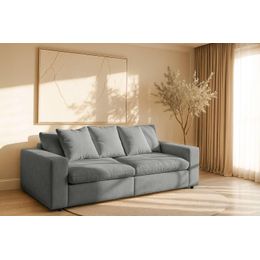 3-Sitzer Home Affaire "Venslev", grau (gray), B:230cm H:83cm T:120cm, 100% PES, Sofas, Lounge-Sofa, mit extra tiefer Sitzfl&auml;che und losen Kissen