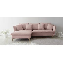 Ecksofa OTTO HOME "MERLE, 258 cm, L-Form, traumhafter Cord", rosa (altrosa), B:258cm H:91cm, 100% Polyester;Federung Ottomane : 12 x Feder Type B 1650mm;Ferderung 2 Sitzer: 10 x Feder Type B 650 mm;PU-Schaum und Nosag-Federung;Sitz und Funktion: Schaum T30/40 8 cm, Sofas, Ecksofa, mit Bettfunktion und Bettkasten, Liegefl&auml;che 224 x 139