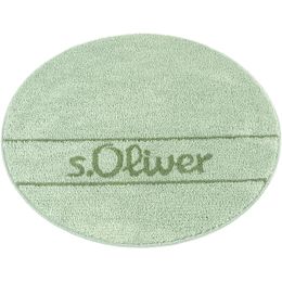 Badematte s.Oliver "Allie, Badvorleger, Badezimmer Teppich, Duschvorleger" Gr. 7, grün (hellgrün), H:10mm, Polyester, Badematten, Badteppich, weiche Haptik, unifarben mit s.Oliver Schriftzug