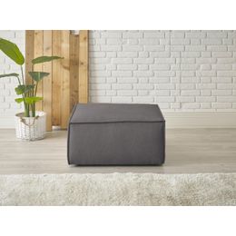Hocker OTTO HOME "FINNLEY, Polsterhocker in Boucl&eacute;, Struktur fein u. Mega Cord verf&uuml;gbar", grau (anthrazit), B:80cm H:42cm T:80cm, Bezugstoff 100% PES ;Atmungsaktives Gewebe ;Easy Clean ;Gramatur 340g/qm +/- 5%, Hocker, Hocker, passend zum Loveseat der Serie Finnley