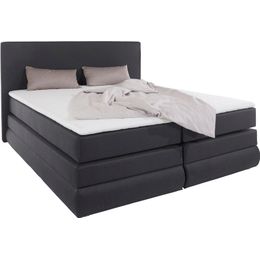 Boxspringbett Collection AB "Ninoni", grau (anthrazit), B:195cm L:210cm, Komplettbetten, inkl. Bettkasten, Topper und wahlweise mit LED-Beleuchtung
