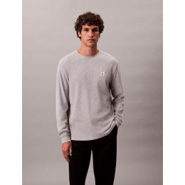 Herren Langarmshirt "LS WAFFLE BADGE CREWNK TEE", grau, Gr. XXL, Calvin Klein Jeans, Single Jersey, Obermaterial: 60% Baumwolle, 40% Polyester,