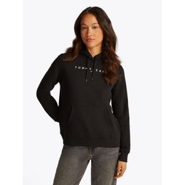 Tommy Jeans Damen Kapuzensweatshirt "TJW REG LINEAR HOODIE", schwarz, Gr. XL, unifarben, Sweatware, Obermaterial: 80% Baumwolle, 20% Polyester,