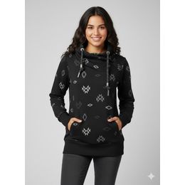 Ragwear Damen Sweatshirt "NESKA AZTEK O", schwarz, Gr. S, bedruckt, gemustert, Sweatware, Obermaterial: 70% Baumwolle, 30% Polyester, Sweatshirts,
