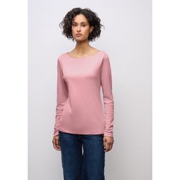 Langarmshirt Street One, Damen, Gr. 42, powder pink, Web, 50% Baumwolle, 50% Modal, unifarben, normal normal, U-Boot-Ausschnitt, normaler Saum, Shirts Langarmshirt, in Unifarbe