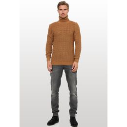 Rusty Neal Herren Rollkragenpullover, braun, Gr. M, unifarben, 70% Polyacryl, 30% Baumwolle, Pullover, im angesagten Design