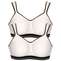 Viania Damen Sport-BH "2er Pack Sport BH intense", Gr. 80, wei&szlig;, Obermaterial: 89% Polyester PES. 6% Elasthan EL. 5% Polyamid PA., BHs