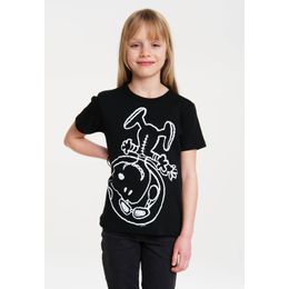 logoshirt M&auml;dchen T-Shirt "Snoopy-Astronaut", schwarz, Gr. 122, bedruckt, 100% Baumwolle, Shirts, mit lizenziertem Originaldesign
