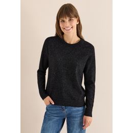 Cecil Damen Strickpulloverschwarz melange, Gr. XXL, unifarben, Web, 33% Polyester, 31% Polyacryl, 24% Baumwolle, 12% Nylon, Pullover, aus Feinstrick