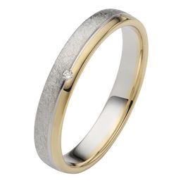 Firetti Damen Trauring "Schmuck Geschenk Gold 750 Hochzeit Ehering "LIEBE"", 62, 0,01 SI = kleine Einschl&uuml;sse mit Brillant, Gelbgold 375 Wei&szlig;gold