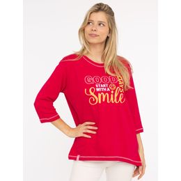 Zwillingsherz Damen Langarmshirt ""Good Days"", pink, Gr. L, angeraute Sweatware, Obermaterial: 50% Baumwolle, 50% Polyester, Shirts, mit