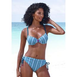 Vivance Damen B&uuml;gel-Bikini, blau, Gr. 38, bedruckt, Polyamid, Bikini-Sets, mit Zierperlen