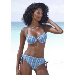 Vivance Damen B&uuml;gel-Bikini, blau, Gr. 44, bedruckt, Polyamid, Bikini-Sets, mit Zierperlen