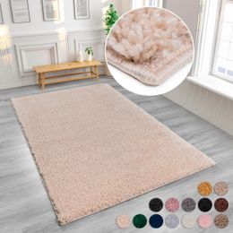 Hochflor-Teppich my home, B:280cm H:45mm L:390cm, beige, Kunstfaser, Teppiche, "Viva", Uni Farben, einfarbig, besonders weich und kuschelig,