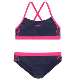 Bench. M&auml;dchen Bustier-Bikini, bunt, Gr. 134, unifarben mit Farbeinsatz, Polyamid, Bikini-Sets, mit geometrische bedruckten Eins&auml;tzen